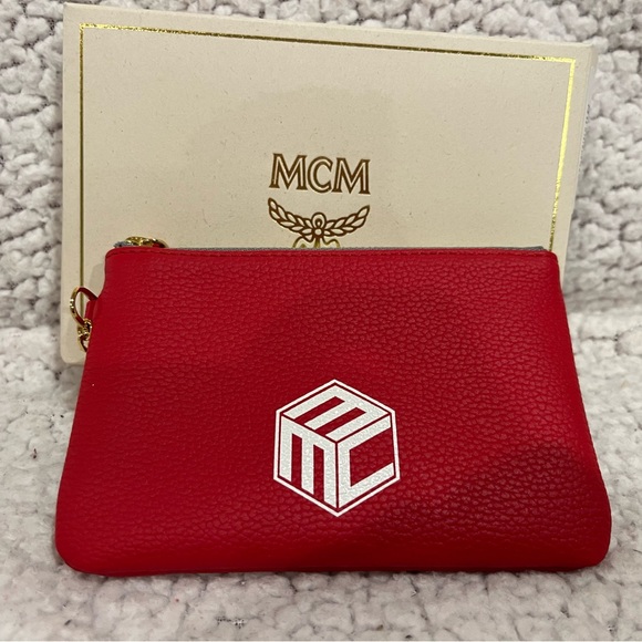 MCM | Accessories | Mcm Red Leather Coin Pouch Nib | Poshmark